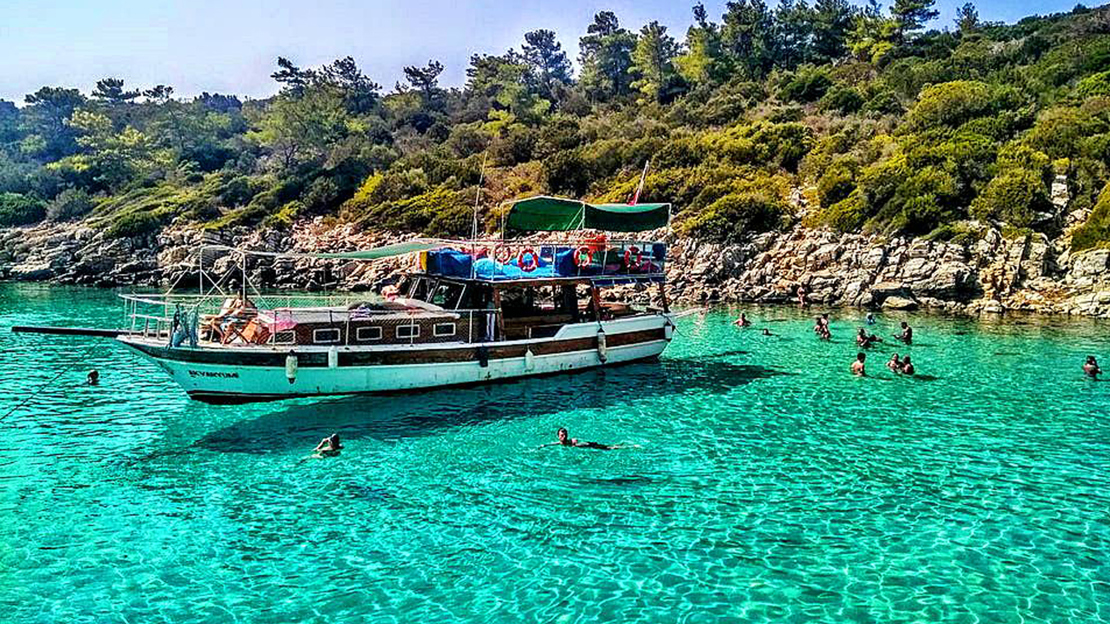 Full-Day Boat Trip: Explore German Bay & Orak Island from Bodrum